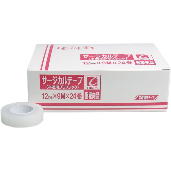 医療現場で多く使われるサージカルテープです。ガーゼや湿布の固定、その他様々の用途に使えるサージカルテープです。【サイズ】12mmX9mX24巻【保管時の取扱いについて】・水ぬれ、直射日光、高温多湿の場所は避けて、冷暗所に保管しすること。・特...