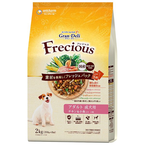 【商品説明】ユニチャーム　4520699618448　グラン・デリ フレシャス アダルト成犬用 チキン＆小魚入り 2kg美味しさ・品質・健康にこだわったプレミアムフードできたて鮮度の香りと素材の美味しさが実感できる国産プレミアムドッグフード...