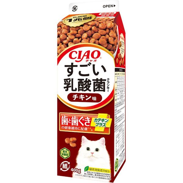 【商品説明】いなばペットフード　4901133735349　P−284 CIAO すごい乳酸菌クランキー牛乳パック チキン味 400g乳酸菌とカテキン配合！・乳酸菌1兆個配合で、猫ちゃんの健康を維持し、お腹の調子を保ちます。・カテキンをプラ...