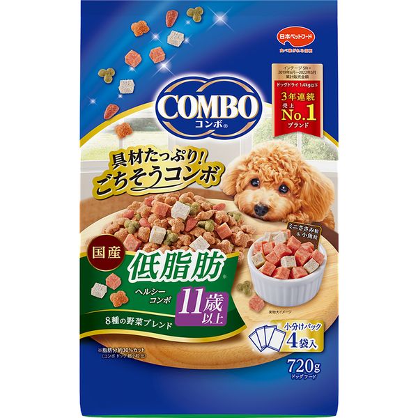 【商品説明】日本ペットフード　4902112008270　コンボ 低脂肪ヘルシーコンボ 11歳以上 720gミニささみ粒＆小魚粒入りヘルシーコンボ！11歳以上「コンボ」が目指すのは「喜びあふれる一皿」。栄養バランスのとれた食事をずっと食べ続...