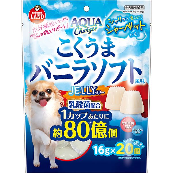 【商品説明】マルカン　サンライズ事業部　4906456578536　DA−388 アクアチャージこくうまバニラソフト風味ゼリー 16g×20個水分補給を目的とした犬用ゼリーバニラ風味で凍らせてシャリッ！そのままぷるるん！と楽しめる、夏にぴっ...