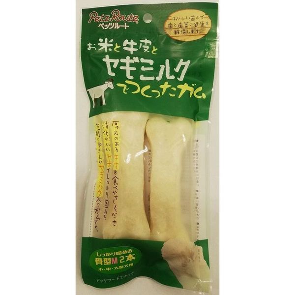【商品説明】ペッツルート　4984937604356　お米と牛皮とヤギミルクでつくったガム 骨型 M 2本お腹にやさしいヤギミルク入りガムです。多孔質な骨型ガムをガリガリ噛んでしっかり歯みがき！栄養満点なヤギミルクと厚みのある良質な牛皮をお...