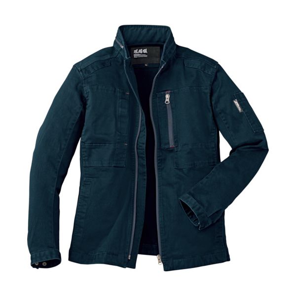 【商品説明】【特長】●ストレッチ素材+ひじの立体裁断で動きやすい現場服です。【仕様】●色：ネイビーブルー●サイズ：L●着丈(cm)：63●胸囲(cm)：111●肩幅(cm)：47●袖丈(cm)：60【仕様2】●伸縮素材●洗い加工【材質／仕上...