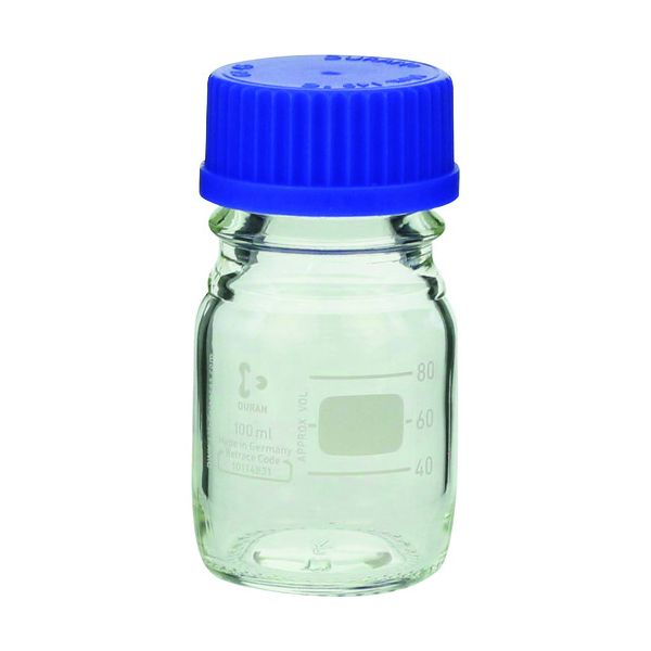 【商品説明】【特長】●液もれがしにくい構造の瓶です。●高純度医薬・試薬や分析用標準液などの保存容器として幅広く使用可能です。【仕様】●容量(L)：0.1●目盛間隔(ml)：20●直径(mm)：56●高さ(mm)：105●取手：無し●口径(m...