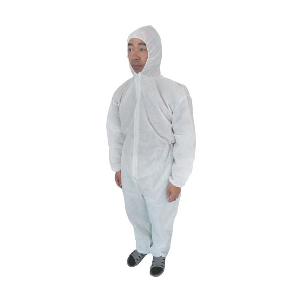 【商品説明】【特長】●1層タイプの不織布つなぎ服です。●携帯電話等を取り出す際に便利なWジップ仕様です。【用途】●汚れや埃の多い現場。●清掃作業。●塗装作業。【仕様】●色：白●サイズ：L●適合身長(cm)：165〜180●適合胸囲(cm)：...