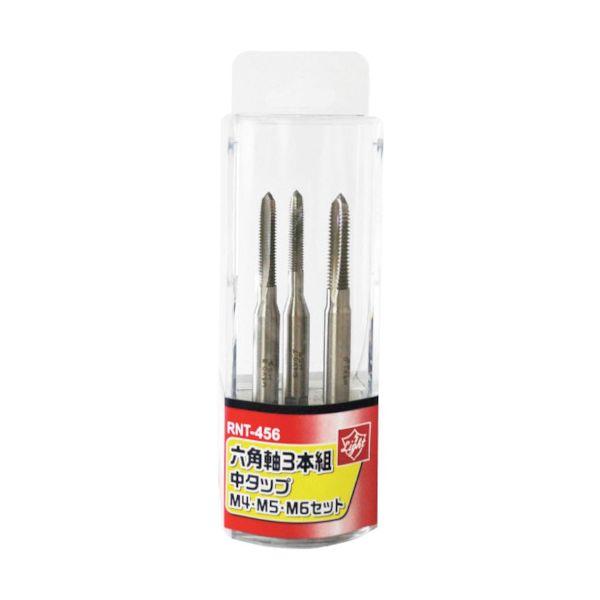 【商品説明】【特長】●六角軸の中タップが3サイズ各1本が入ったセットです。●通り穴、止まり穴共に使用できます。【用途】●薄鉄板、アルミ、真鍮等のねじ山の形成および修正に。【仕様】●精度：3級●シャンク径(mm)：6.35●加工ねじ：メートル...