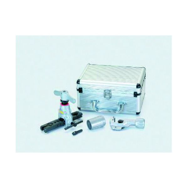 【商品説明】特長●専用アダプター付属。●ラチェットハンドル（TA550SH、TA730SR）装着可能＜TA55DBT-2セット内容＞・フレアツール（TA550DB）・チューブカッター（TA560A）・リーマー（TA530）・専用アルミケース...