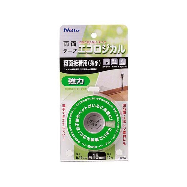 【商品説明】特徴環境配慮型両面テープです。粗面接着良好。仕様サイズ：0.14mm×15mm×10mアクリル系粘着剤類似商品はこちらニトムズ J1080 超強力両面テープ 箱 薄1,705円ニトムズ T4602 超強力両面テープ粗面用薄757...