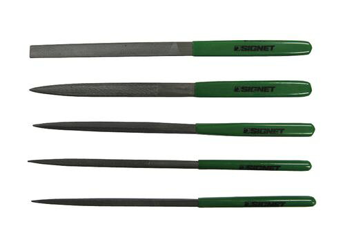 ●全長(mm)：220●コンパクトなヤスリ5本セット。●ビニールケース付き。●セット内容/付属品：ヤスリ：平・半丸・丸・四角・三角タイプ各1本※単品での販売は致しておりません。類似商品はこちら直送・代引不可 SIGNET 46145 5P3...
