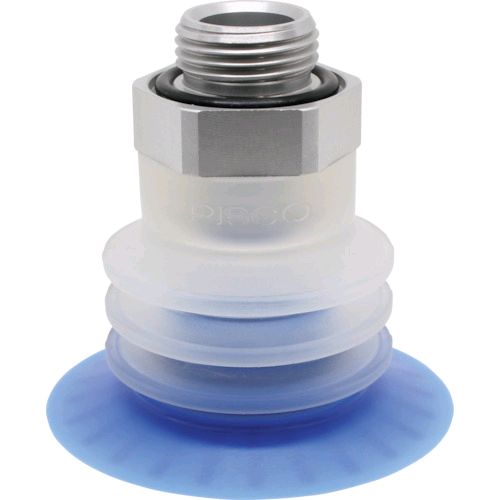 日本ピスコメーカーお問い合わせ：0265-76-2511【特長】●リップ部は軟らかく、ベローズ（蛇腹）部は硬い材質を使用しています。●ワークへの追従性と搬送時の姿勢安定化を実現しました。●ベローズ部は3段と5段を用意しました。●3段タイプは...