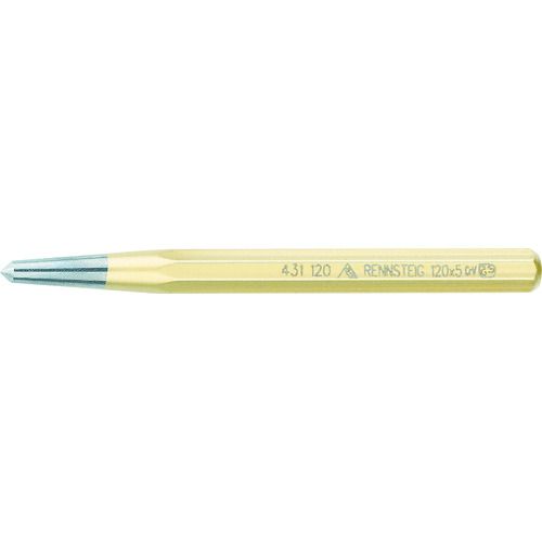 【特長】●高品質の鋼材を使用したセンターポンチです。●抜群の耐久性と高い作業性を発揮します。【用途】●鉄板の穴の仮止めなど。【仕様】●全長(mm)：120●幅(mm)：10●先端径(mm)：5【仕様2】●八角胴タイプ【材質／仕上】●クロムバ...