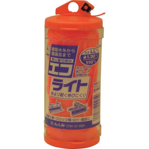 たくみメーカーお問い合わせ：0794-62-6964【特長】●太くても軽く、たるみにくいです。【用途】●土木、建築、一般測量用。【仕様】●色：蛍光ピンク●糸長さ(m)：110●線径(mm)：1.3●容器サイズ(mm)：直径60×140【仕様...
