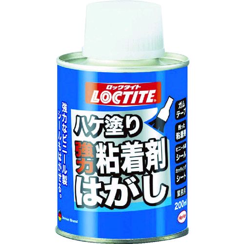 【特長】●強い粘着剤でもはがせる強力タイプです。●刷毛塗りタイプで飛び散りません。【用途】●ガムテープ、ビニール製シール、カッティング用シートなどの残った粘着はがし。【仕様】●色：透明●容量(ml)：200【仕様2】●容器：缶【材質／仕上】...