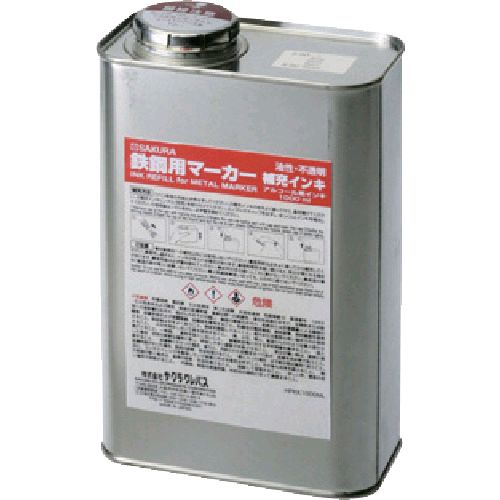 サクラクレパスメーカーお問い合わせ：06-6910-8823【特長】●鉄鋼マーカー用補充インキです。【用途】●鉄骨・鋼板のチェック用に。【仕様】●色：赤【仕様2】●容量：1000ml【材質／仕上】●油性アルコール系顔料インキ【注意】●補充の...