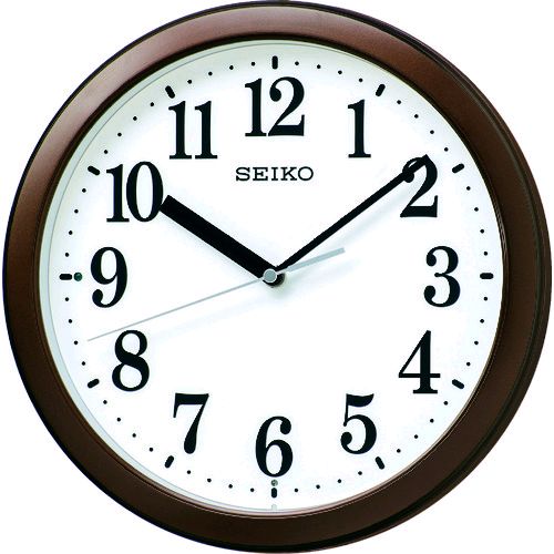 セイコークロックメーカーお問い合わせ：0120-315-474【特長】●時分針の長さや太さの強弱をはっきりさせ、より見やすくしました。【仕様】●直径(mm)：280●厚さ(mm)：46●色：茶●風防：ガラス●電源：単三アルカリ電池×1個●電...