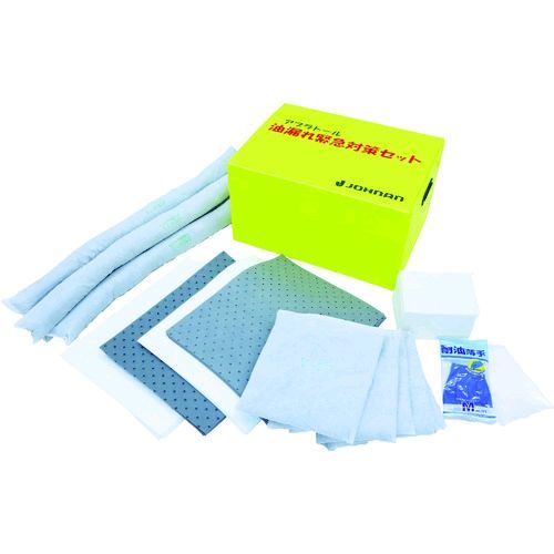 JOHNANメーカーお問い合わせ：0774-43-1486【特長】●ISO14001「緊急事態への準備および対応」への対策としてご使用していただける油（オイル）吸収材セットです。●各種タイプの吸収材を同梱していますので、さまざまな用途でご使...