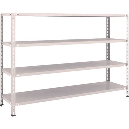 【特長】●組み立て簡単、今までボルト組みをしていた手間が大きく省けます。●中棚は全て棚受けに棚板を置くだけの段替え簡単構造（中棚ボルト不要）です。【仕様】●間口(mm)：1800●奥行(mm)：450●高さ(mm)：1200●有効間口(mm...