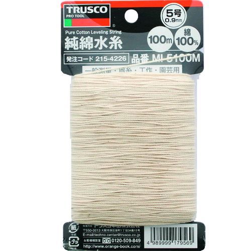 【特長】●純綿100%の空撚り糸を使用しています。【用途】●一般測量、凧糸、工作、園芸用に。【仕様】●色：生成●糸長さ(m)：100●線径(mm)：0.9【材質／仕上】●純綿【原産国】日本類似商品はこちらトラスコ中山 TRUSCO MI-8...