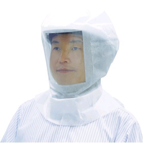 【特長】●前面には防曇フィルムを使用し、曇りにくくなっています。●頭巾内側についてるゴム紐にて頭に固定する事ができます。●ヘルメットの上から被る事ができるので、軽度の粉じんなどを防ぐ事ができます。【用途】●塗装、建築現場。【仕様】●色：ホワ...