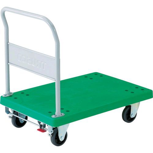 【特長】●堅牢なリブ構造で耐久性に優れた樹脂台車です。●再生ポリプロピレン樹脂を使用し環境に配慮した台車です。●タイヤ痕の付きにくいグレーゴムを使用しています。●ストッパーを踏み込むとブレーキがかかり、ストッパーを跳ね上げるとブレーキが解除...