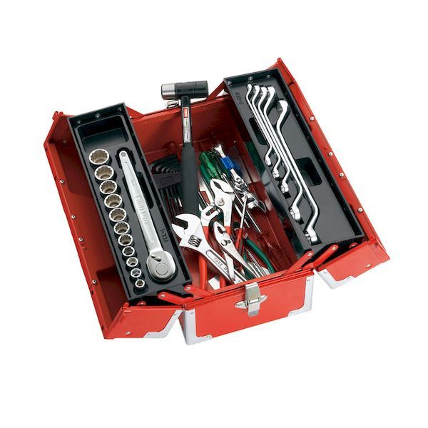 前田金属工業06-6973-9735【商品説明】●必要な工具を厳選!BX322を採用したセット。●天面フラットV形2段式メタルケース【用途】●メンテナンス用【注意・使用条件】●ケースから工具を出し入れする時は、手を挟み込まないように注意して...