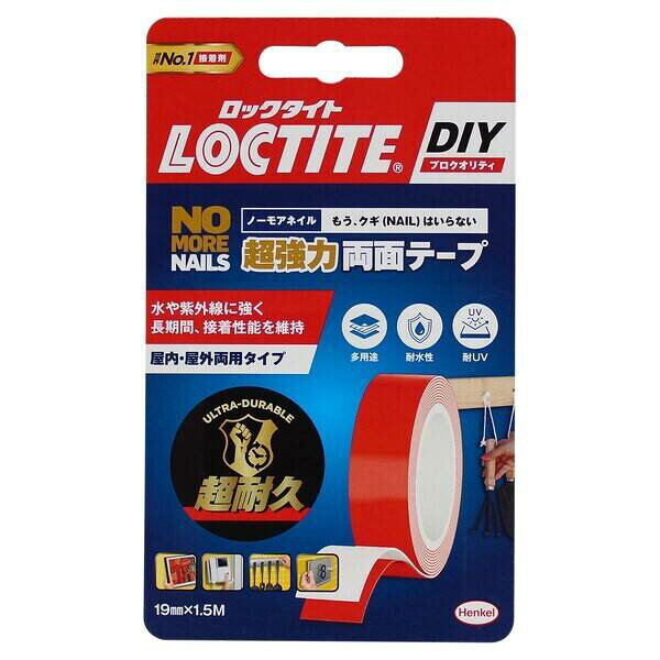 【商品説明】●用途：DIY、補修などに●耐水性・耐UV性に優れた、屋内・屋外どちらでも使用できる超強力な両面テープです。●耐久性が高く、屋内でも屋外でも高い接着性能を長期間にわたり維持します。●フックやフレーム、ラックなど、様々な使用場所や...