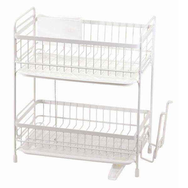 パール金属の商品は、メーカーの都合により納期確定に、ご注文後約5日かかります。【商品説明】●タテヨコどちらでも使える可動式排水ノズルで水捨て不要●水が溜まらず自然とシンクに流れる●組立簡単●耐荷重　上段約2kg　下段約3kg●材質/バスケッ...