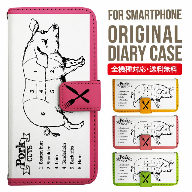 デザインユニーク / 肉の部位 / 豚肉 / アニマル機能・両面カバーで、スマートフォンの液晶も本体もしっかり両面保護・ポケットの中やバッグの中での誤操作を防止・ベルト部分はマグネット式でスムーズな開閉・装着したままカメラ機能が使えます・装...