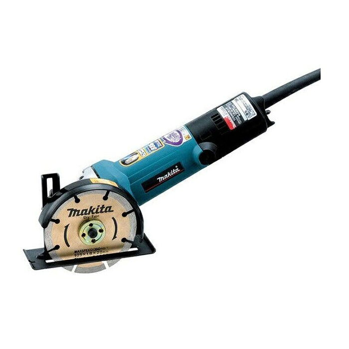 マキタ製の105mmカッタの4104BA（DMホイ-ル付）です。 使用するダイヤモンドホイールの径は105mmで、 質量は1.8kg、全長は295mmです。 2重絶縁タイプで、出力は720W、回転数は9000（回/分）です。 刃先の見やすい...