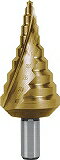 ■用途●被削材:鉄（4mm）、ステンレス（4mm）、アルミ（4mm）、銅（4mm）、プラスチック（2mm）。■特長●ワークへの食いつき性が良好で、スピーディーに安定した作業が可能です。■仕様●段幅(mm):4●段数(段):9●シャンク径(m...