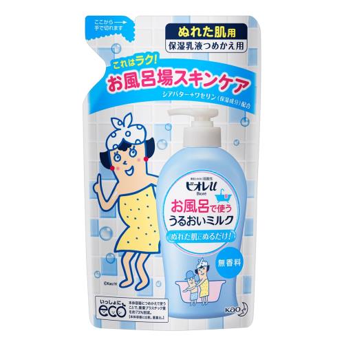商品説明ぬれた肌にぬるだけ！お風呂場でらくらくスキンケア完了！シアバター、ワセリン配合（保湿成分）のミルクが、水にとけて角層までたっぷり浸透。タオルでふいた後もうるおい長続き。●素肌とおなじ弱酸性●顔にも使える●アルコールフリー●無香料●ア...