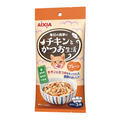 商品説明チキンとかつおのフレークをベースにしたゼリータイプ。善玉菌を増やし、腸内の健康を維持するオリゴ糖と、健康を維持し免疫力を保つビタミンEを配合。着色料・発色剤不使用。3袋入り。広告文責株式会社ウェルパーク　電話番号：042-659-3716