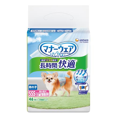 商品説明●長時間使用しても快適な男の子用の吸収ウェアです。●全面のび〜るギャザーで食後も就寝時もお腹ラクラク●全面通気シートでずーっとお肌サラサラ最長12時間の吸収力でサラッと感続きモレ安心※ワンちゃんの12時間の平均オシッコ量を参考。●ワ...