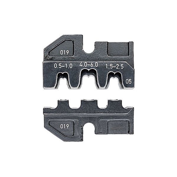 圧着システムプライヤー9743-200用圧着ダイス。 オープンバレル端子(4.8+6.3mm)用。 仕様 品番9749-05JANコード4003773030867圧着能力(mm2)0.5-6.0圧着能力(AWG)20-10圧着段数3質量(g...