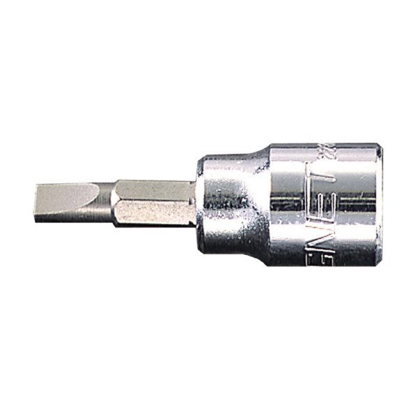 3/8SQラチェットハンドル等と併用するマイナスビットソケット。 仕様 品番22834JANコード4712818955255差込角9.5mm(3/8インチ)サイズ(mm)5.5全長(L1；mm)49軸長(L2；mm)23外径(D；mm)18...
