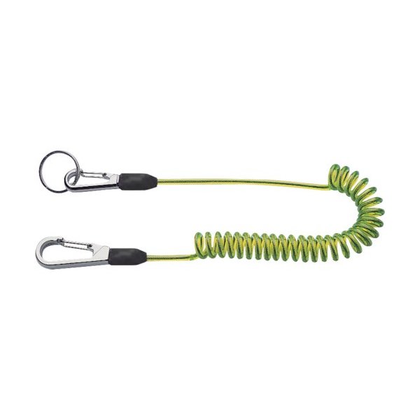 特長：ナスカン部に独自のコンパクトな樹脂金具を採用しています。ワイヤーとポリウレタンがはく離しない一体成型加工品です。 用途：高所作業での工具落下防止に。工具、計量小物の紛失防止に。 ●最大長さ(mm)：1350 ●自然長(mm)：410 ...