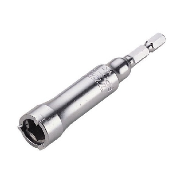 特長：硬いモルタルも砕く超硬チップ付です。 用途：ピ−コン専用先端工具。 ●軸寸法(mm)：6.35 ●全長(mm)：105 ●対辺寸法(mm)：12 ●外径(mm)：19.5 ●ナット受部深さ(mm)：11 ●質量：75g 材質／仕上： ...