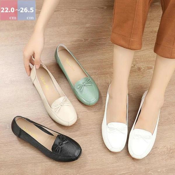 【送料無料】ローファー パンプス フラットシューズ 靴 モカシン ママシューズ　コンフォートシューズ 靴 女性用 女性 ローファー リボン付き シューズ レディース靴 秋 大きいサイズ ぺたんこ 歩きやすい 大人可愛い　痛くない　旅行 靴 ...