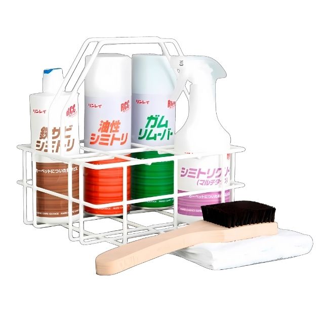 4種類のシミに対応するシミトリ剤のセット ・シミトリクリーナー（マルチタイプ） ・油性シミトリ ・ガムリムーバー ・鉄サビシミトリ ・シミトリ用ブラシ ・シミトリ用タオル2枚 製品概要 RCC シミトリキット ADは、4種類のシミやガムに対...