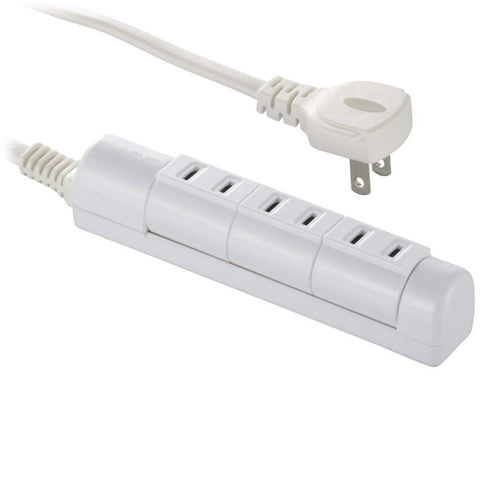 【 特 長 】 ● 独立回転コンセントで、ACアダプターも使いやすい ● 各コンセントが個別に左右90°回転します ● 上・左・右の3方向から自由に選んで差し込みできます ● 導線の二重被ふくで強度を向上 ● 耐熱性ユリア樹脂使用のトラッキ...