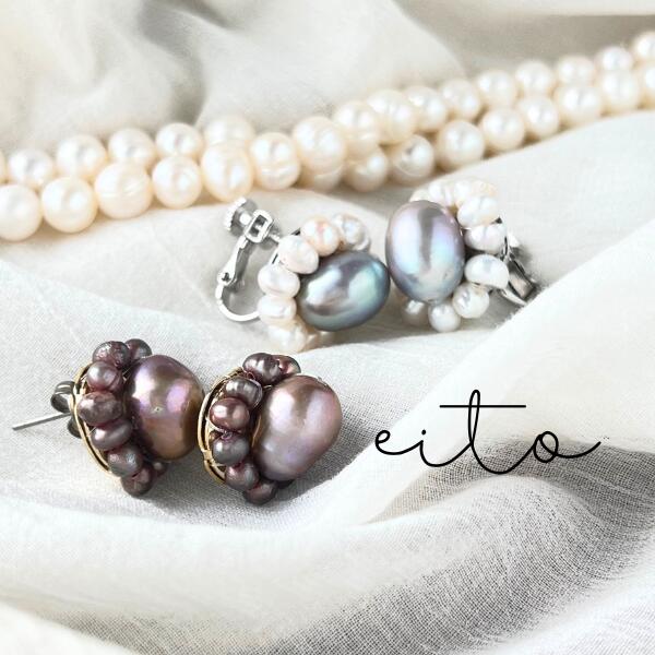 ブルべウィンターさんにおすすめの配色　マット　フラワー 金具　金属アレルギー対応　チタンピアス　3グラム　イヤリング　4グラム