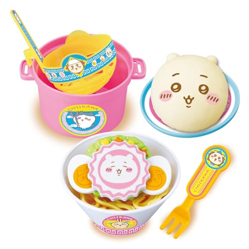 ちいかわ特製 むちゃうまなラーメンつくっちゃお・セット内容: なべ どんぶり 湯切り おさら なると トッピング ちいかわ中華まん フォーク 麺3本 紙製スープ2枚 シール・電池不要・（C）nagano/chiikawa committee...