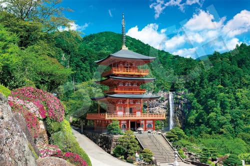 マルチカラー/-/09-046s・ピース数：1000p・完成サイズ：50×75cm　対応パネルナンバー：10・1000ピースのジグソーパズル商品を完成させると50×75cmになります（パネルNo. 10）・日本の風景の中でも人気の「那智山青...