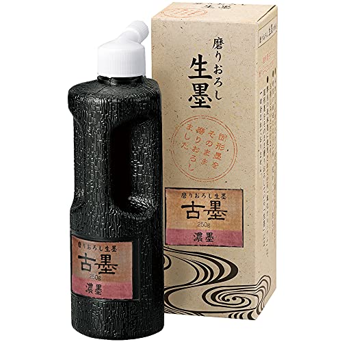 古墨：濃墨(250g)・ CB7-25・・Style:古墨：濃墨(250g)・固形墨を磨りおろした、今までにない全く新しい書道液です。・貴重な古墨を磨りおろしており、漢字作品に最適な濃墨です。・淡墨にすると古墨の風格の美しい基線とにじみが見...