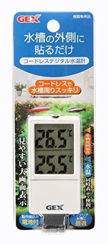 ・ホワイト 無し 4972547030016・本体サイズ (幅X奥行X高さ) :4.2×1.3×7.9cm・本体重量:27g・原産国:中華人民共和国説明 商品紹介 ~水槽の外側に貼り付けるだけで水槽の水温と水槽周囲温度を表示するデジタル水温...