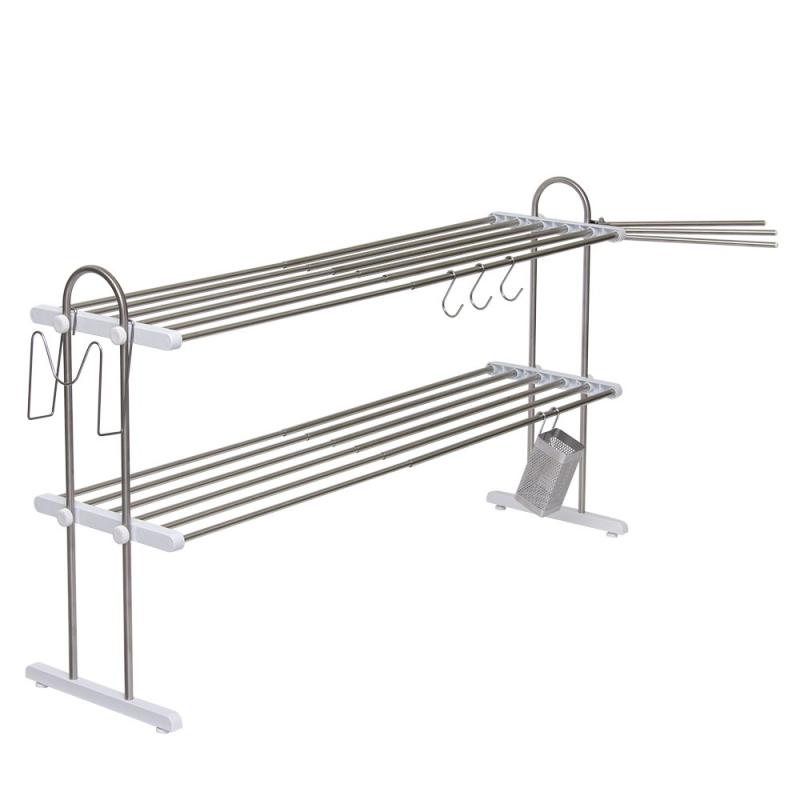 田窪工業所 伸縮置棚 2段 幅52~91cm お買得セット PP2-90LKサイズ:幅51.7~91.7×奥行24×高さ50cm重量:1.43kg本体:棚・フレーム パイプ/ステンレス、樹脂/PP、アジャスター ネジ/ステンレス、樹脂/PP...