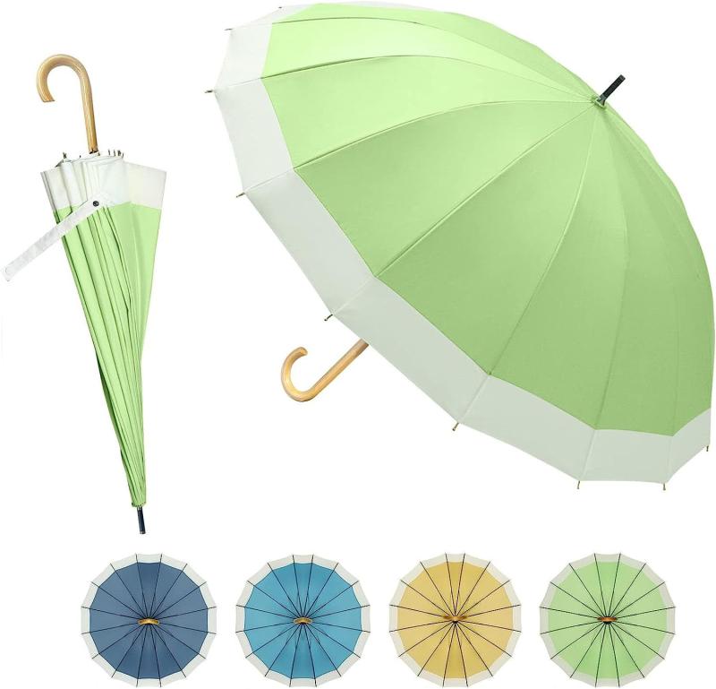 Dlin 長傘 レディース 雨傘 傘 ジャンプ傘 16本骨 日傘兼用雨傘 撥水布地 台風対応 自動開 遮光 梅雨対応 風に強い 軽量 丈夫【16本骨長傘 台風対応】傘骨と中棒は全体で高強度グラスファイバーで作らる。通常の8本骨長傘より、16...