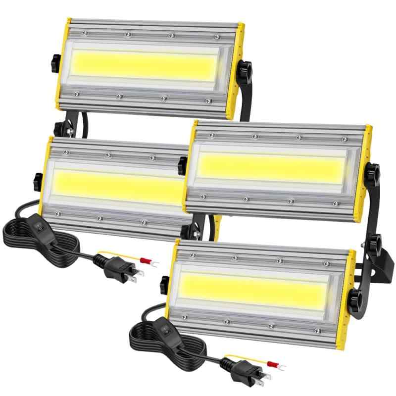 shineshare LED投光器 屋外 50W/100W/200W 作業灯 コンセント式 超薄型 防犯灯 玄関ライト 昼白色 80V-150V適用 IP67防水 角度調整ノブ 高輝度 3Mコード 廊下 倉庫 ガレージ 看板灯 BBQ 庭園...