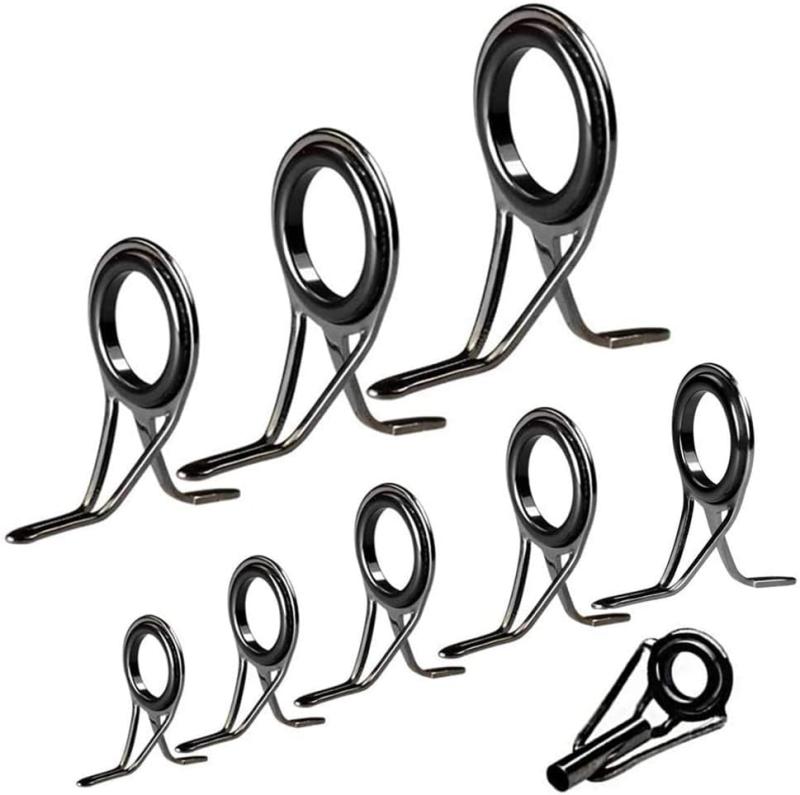 9個 釣竿ロッドガイド 釣り竿ガイド 釣竿 ラインガイド アイリング トップガイド 釣り竿のヒントトップガイド ロッドの修理 ロッド 竿パーツ アイリング セラミックリングサイズ：6＃8＃10＃12＃16＃20＃25＃30＃ トップリング使...