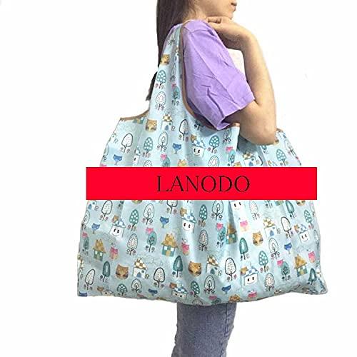 [LANODO] エコバッグ 大容量 買い物袋 環境にやさしい 折り畳み 軽量 WD 繰り返し水洗い 収納 ショッピングバッグ 001